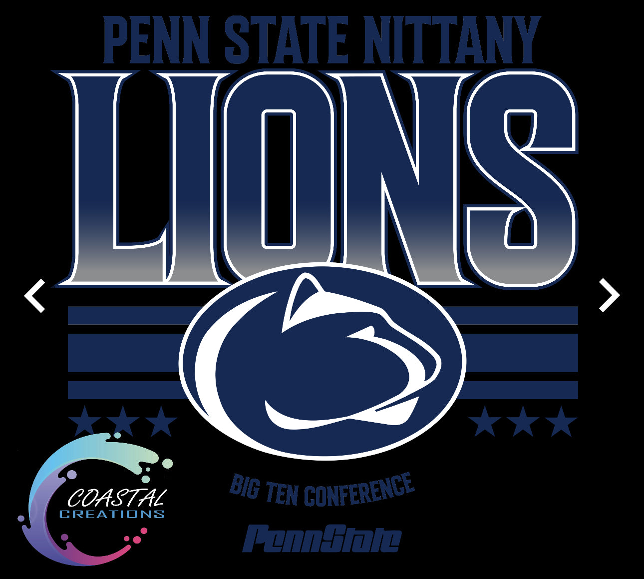 Striped Penn State-Navy DTF – Coastal Threads & Ink